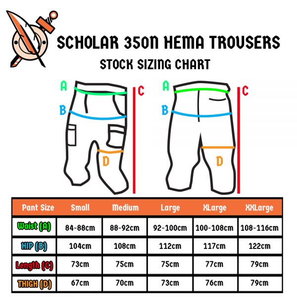 350N Stock Size Chart - HEMA Supplies