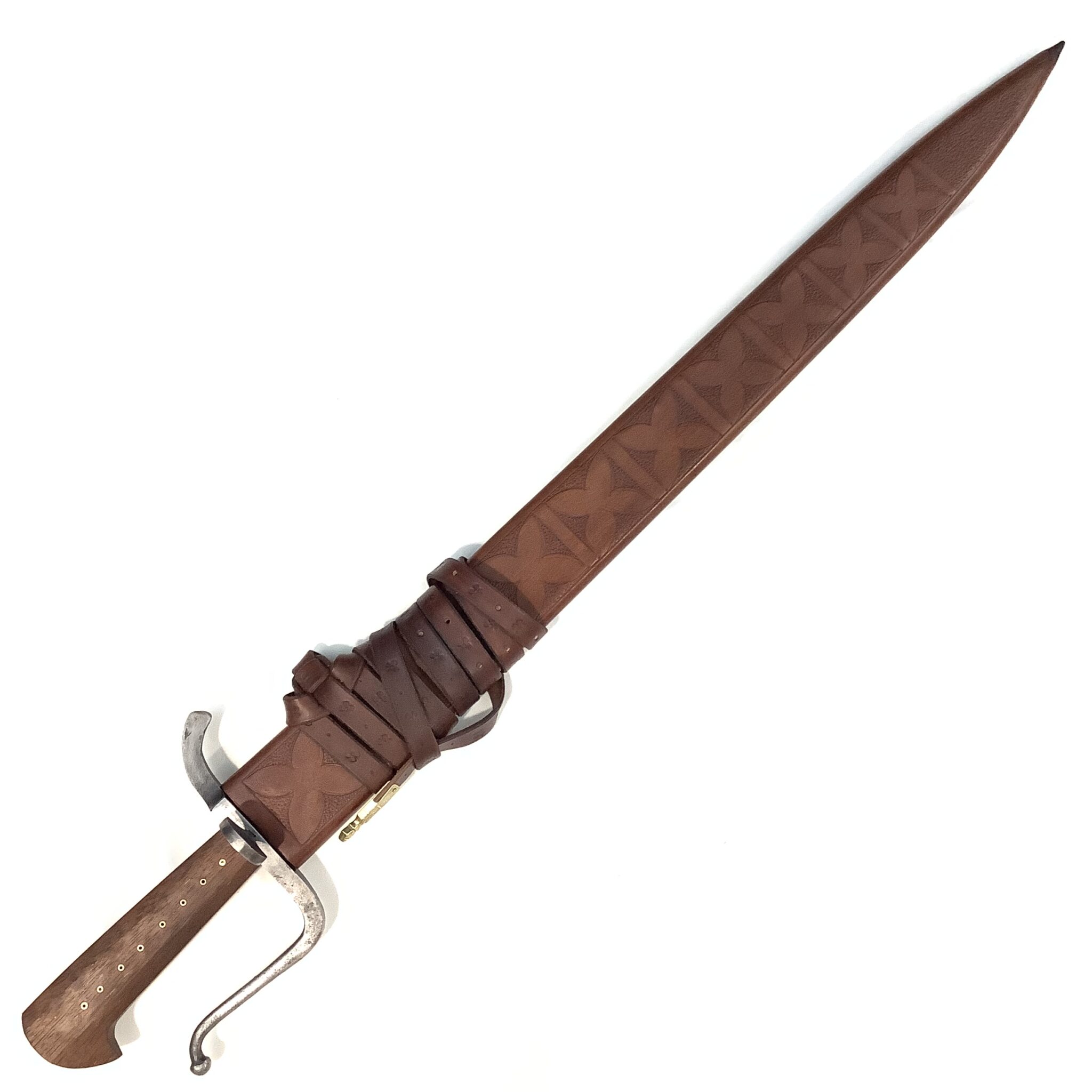 Rauber Messer w/Brown Scabbard and Belt, Blunt - HEMA Supplies
