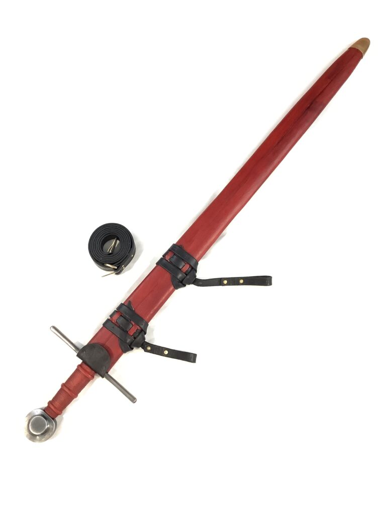 Komtur Arming Sword with Red Scabbard/Black Belt - Sharp!! - HEMA Supplies